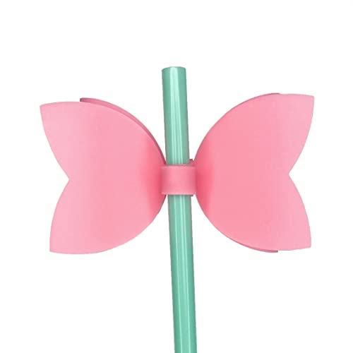 Bow Straw Topper, Silicone Jelly Straw Topper (Baby Pink), 3.5in x 1in x 2in