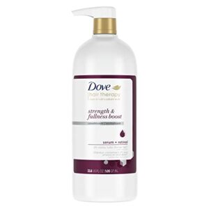 dove hair therapy conditioner strength & fullness boost strengthening treatment for thin, fine hair sulfate free conditioner for 2x visibly fuller, thicker hair 33.8 oz