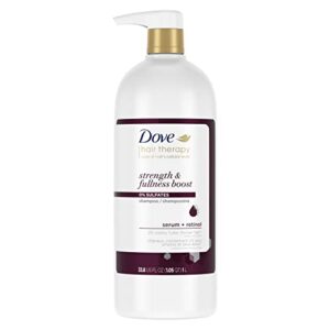 dove hair therapy shampoo strengthening treatment for thin, fine hair strength and fullness boost sulfate free shampoo for 2x visibly fuller, thicker hair 33.8 oz