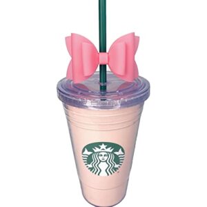 Bow Straw Topper, Silicone Jelly Straw Topper (Baby Pink), 3.5in x 1in x 2in