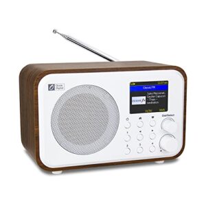 ocean digital wr-336f wi-fi internet fm radio portable with 4 preset keys rechargeable battery bluetooth receiver stress relief relaxation music channels white