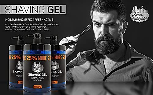 The Shave Factory - Shaving Gel | Non-Irritating | Precise shave on face and body | Shaving gel for men | Moisturizes the skin | 1250ml (42.25fl oz.) (Sapphire Blue)