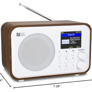 Ocean Digital WR-336F Wi-Fi Internet FM Radio Portable with 4 Preset Keys Rechargeable Battery Bluetooth Receiver Stress Relief Relaxation Music Channels White