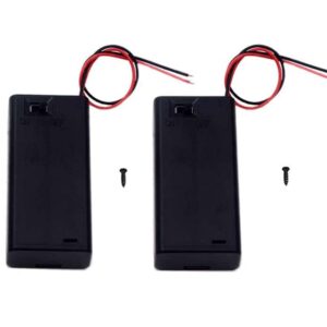 LampVPath (Pack of 2 2 AA Battery Holder with Switch, 2X 1.5V AA Battery Holder Case with Wire Leads and ON/Off Switch