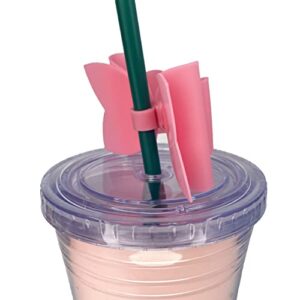 Bow Straw Topper, Silicone Jelly Straw Topper (Baby Pink), 3.5in x 1in x 2in