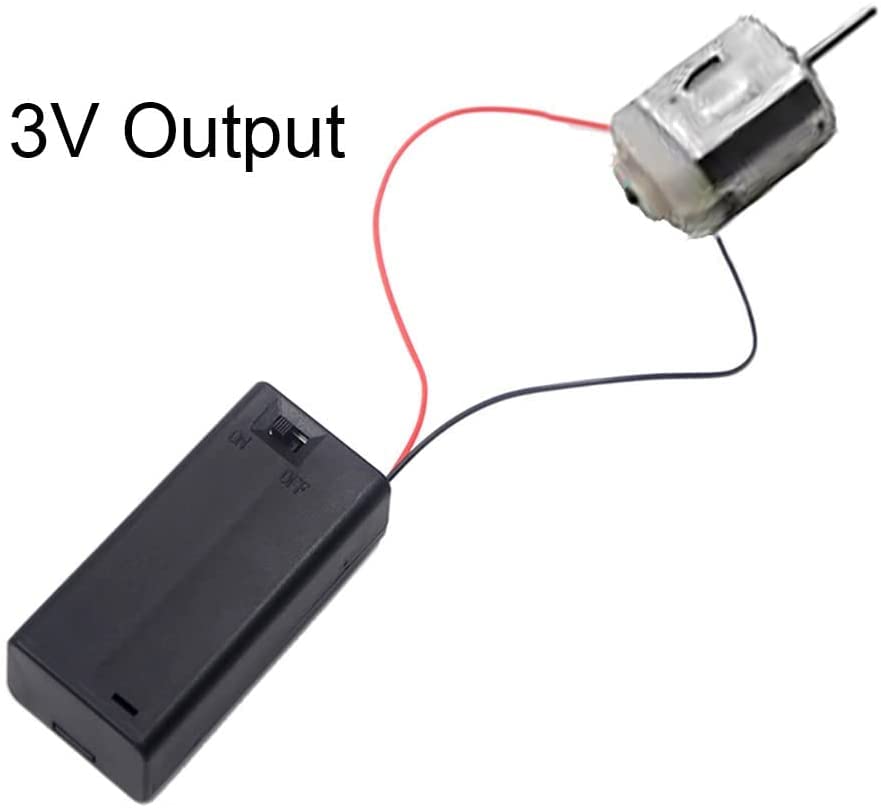 LampVPath (Pack of 2 2 AA Battery Holder with Switch, 2X 1.5V AA Battery Holder Case with Wire Leads and ON/Off Switch