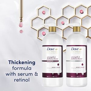 Dove Hair Therapy Conditioner Strength & Fullness Boost Strengthening Treatment for Thin, Fine Hair Sulfate Free Conditioner for 2X Visibly Fuller, Thicker Hair 33.8 oz