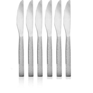 King International Stainless Steel Hammered Table Knife,Set of 12, 20 cm, Mirror Polish,Butter Knife, Cheese Knife,Dinner Knife,Dessert Knife,Bread Knife,Stainless Steel Table Knife Set of 12pcs