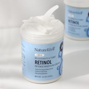 NATURE WELL Clinical Retinol Advanced Moisture Cream for Face, Body, & Hands, Boosts Skin Firmness, Enhances Skin Tone, No Greasy Residue, Version 2.0, 16 Oz