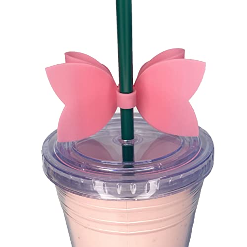 Bow Straw Topper, Silicone Jelly Straw Topper (Baby Pink), 3.5in x 1in x 2in