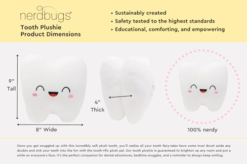 nerdbugs Tooth Plush- The Molar The Merrier! - Dentist Gift/Oral Surgeon Gift/Dental Hygenist Gift/ Tooth Fair Pillow