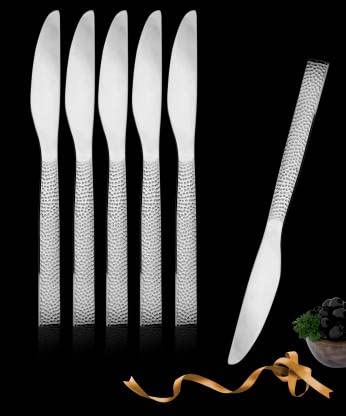 King International Stainless Steel Hammered Table Knife,Set of 12, 20 cm, Mirror Polish,Butter Knife, Cheese Knife,Dinner Knife,Dessert Knife,Bread Knife,Stainless Steel Table Knife Set of 12pcs