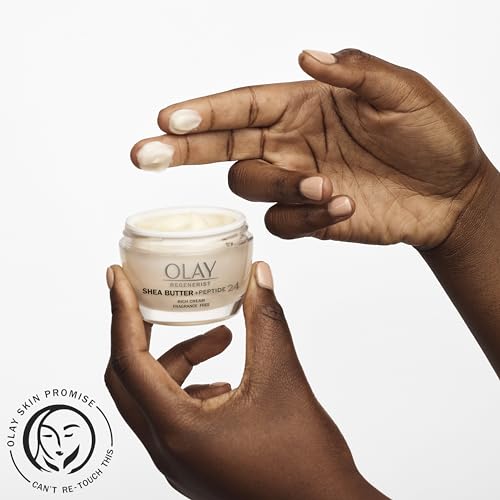 Olay Regenerist Shea Butter + Peptide 24 Rich Cream Face Moisturizer, Fragrance Free, 1.7 oz (48g)