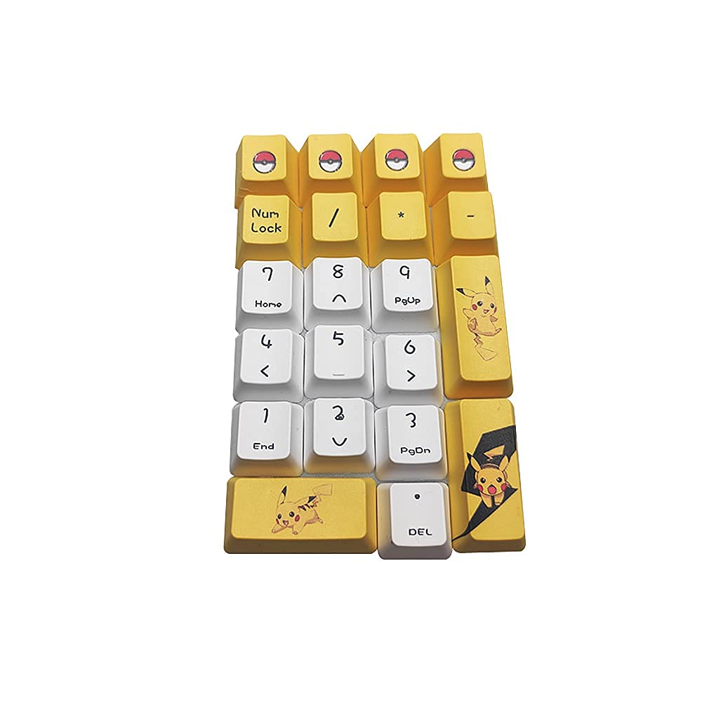 Kooku XXLS 108 PBT Keycap Dye Sublimation Anime EVA Mario Keycaps for Mechanical Gaming Keyboards (Pikachu)