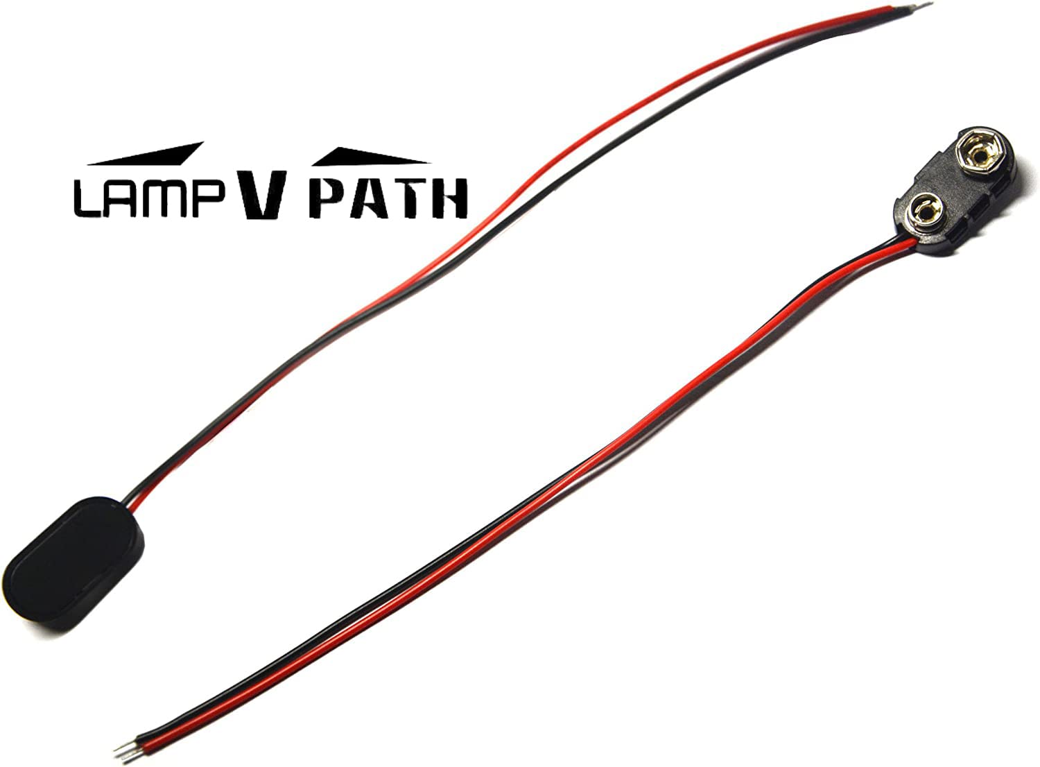 LampVPath (Pack of 10 I-Type 9V Battery Connector, 9 Volt Battery Clip, 9V Battery Clip Connector with Wire and Hard Buckle Plastic Housing