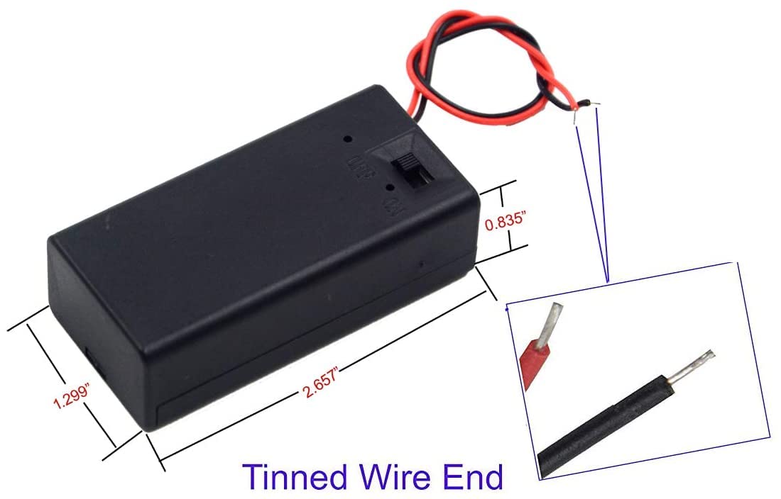 LampVPath (Pack of 2 9v Battery Holder, 9 Volt Battery Holder with Switch, 9v Battery Case with Switch