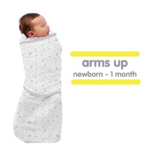 BreathableBaby 3-in-1 Swaddle Trio — Starlight Gray — Premium Activewear Jersey Knit — 0-4 Months — Newborn to 16 lbs — 3 Position Swaddle Sack for Safe Sleep — Arms Up, Arms Down, Arms Out