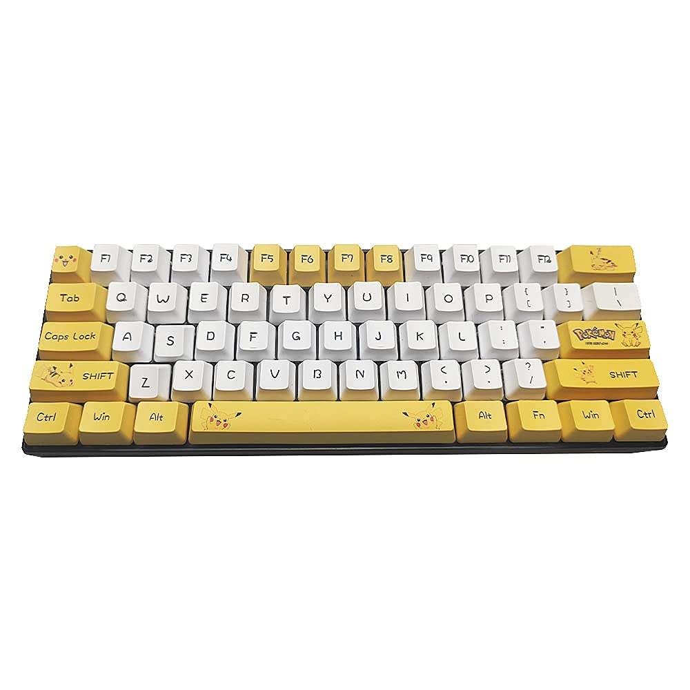 Kooku XXLS 108 PBT Keycap Dye Sublimation Anime EVA Mario Keycaps for Mechanical Gaming Keyboards (Pikachu)