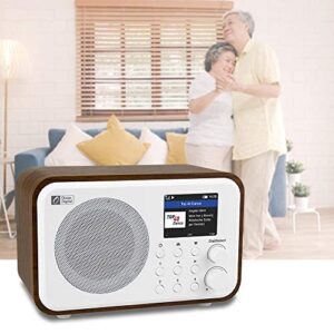 Ocean Digital WR-336F Wi-Fi Internet FM Radio Portable with 4 Preset Keys Rechargeable Battery Bluetooth Receiver Stress Relief Relaxation Music Channels White