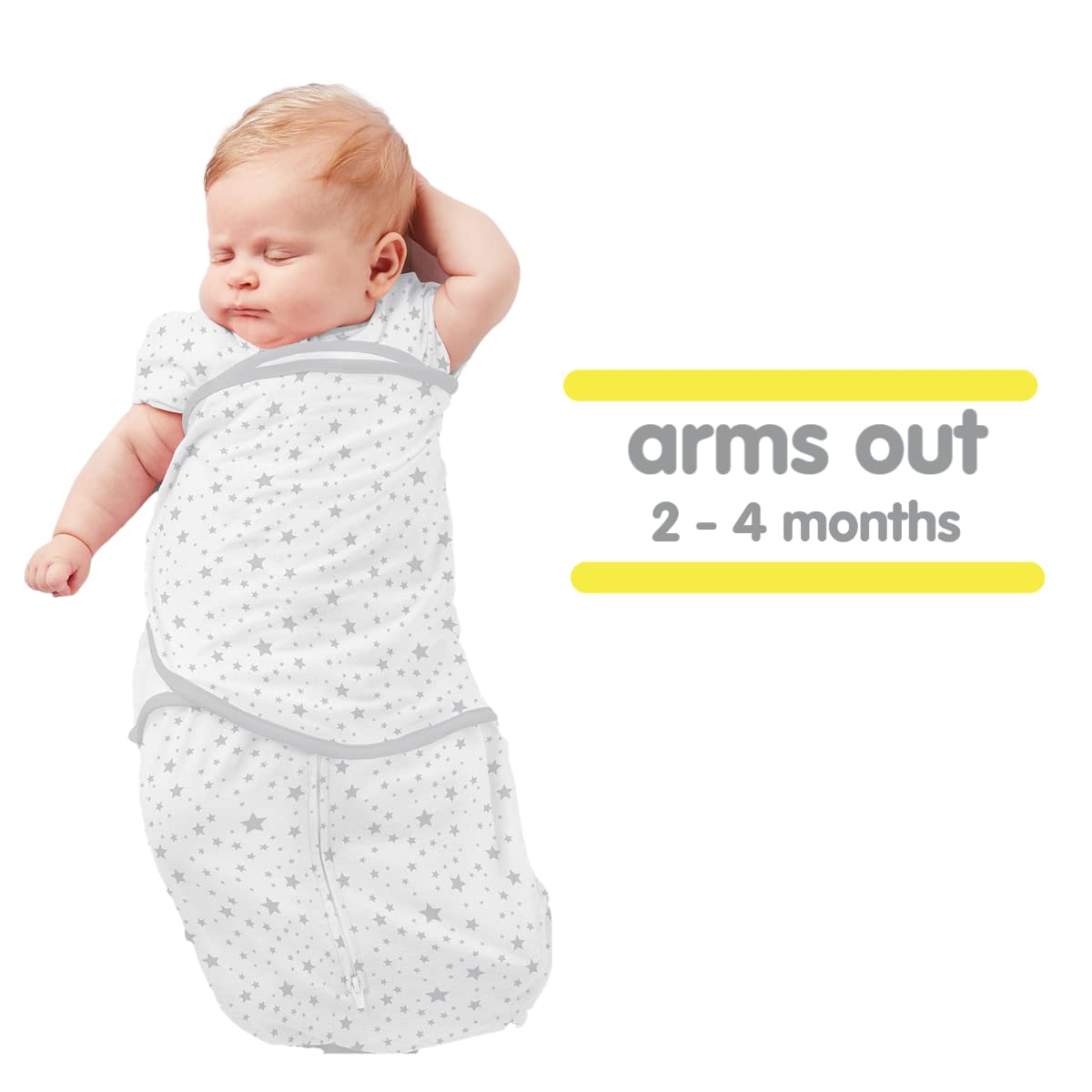 BreathableBaby 3-in-1 Swaddle Trio — Starlight Gray — Premium Activewear Jersey Knit — 0-4 Months — Newborn to 16 lbs — 3 Position Swaddle Sack for Safe Sleep — Arms Up, Arms Down, Arms Out