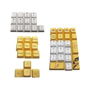 Kooku XXLS 108 PBT Keycap Dye Sublimation Anime EVA Mario Keycaps for Mechanical Gaming Keyboards (Pikachu)