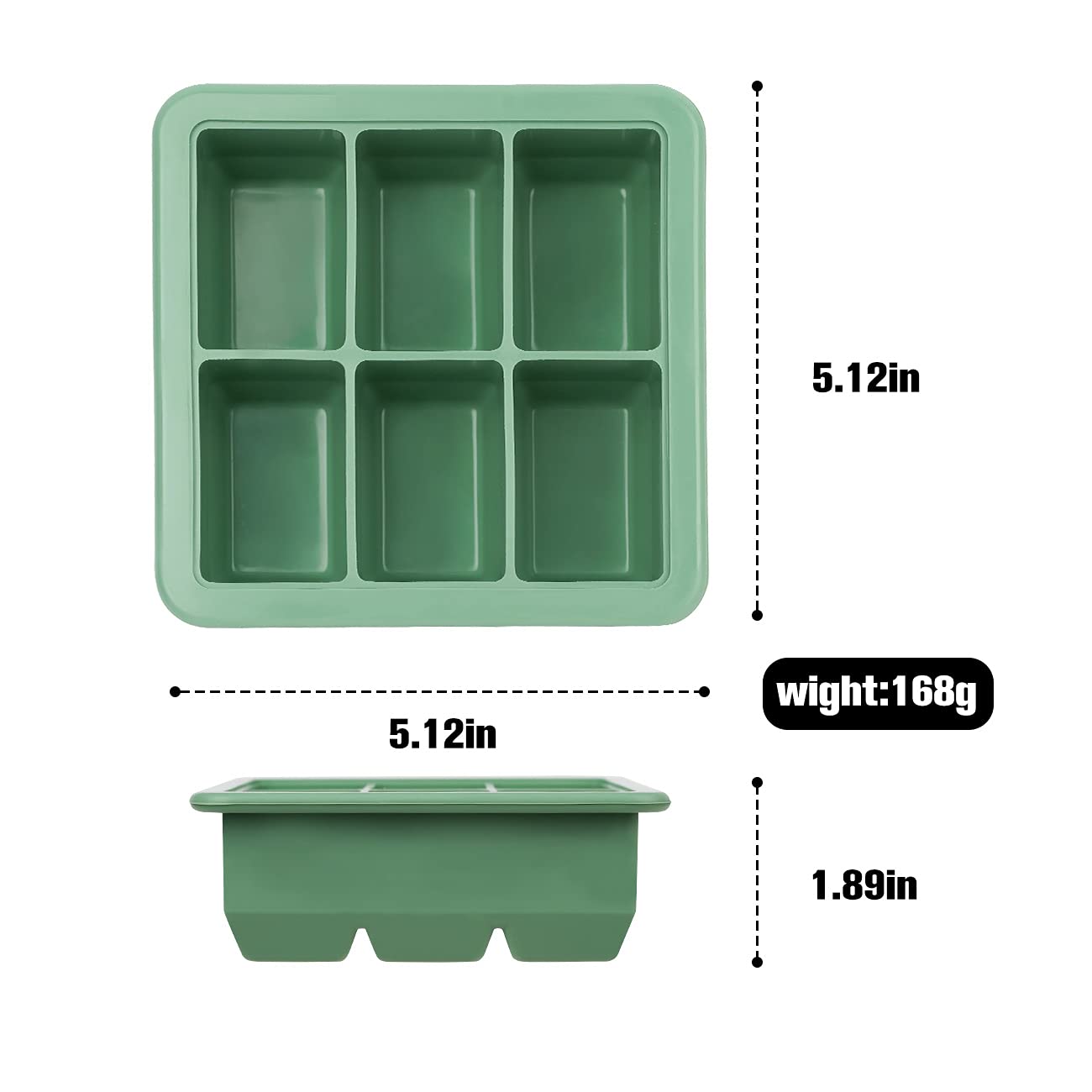 haakaa Breastmilk Baby Food Mold,Baby Fresh Food Freezer Tray with Lid, Perfect for Homemade Baby Food, Vegetable & Fruit Purees,6 Compartment,Green