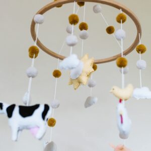 Sorrel + Fern Baby Crib Mobile - Nursery Decoration and Baby Shower Gift for Boys & Girls, Farm Animals