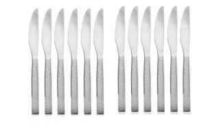 king international stainless steel hammered table knife,set of 12, 20 cm, mirror polish,butter knife, cheese knife,dinner knife,dessert knife,bread knife,stainless steel table knife set of 12pcs