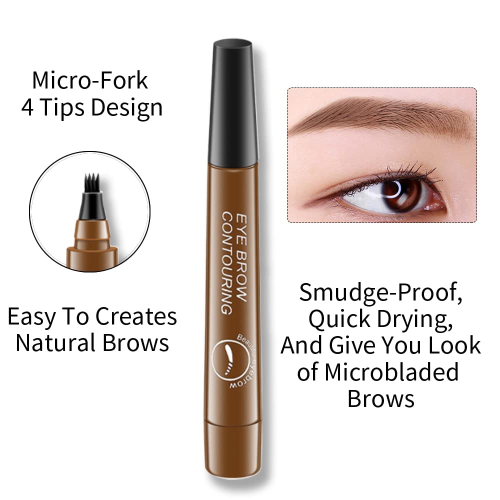 Upgrade Tattoo Eyebrow Pen, Waterproof Microblading Brow Pencil, 24 Hours Long Lasting, Smudge-proof, Natural Looking (1# Light Brown)