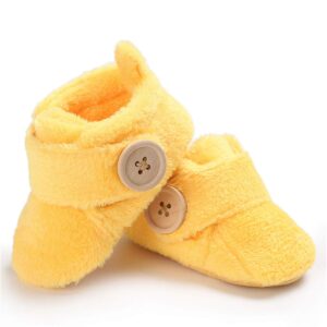 benhero infant baby boys girls cozy fleece booties winter newborn non skid soft sole shoes winter socks toddler first walkers warm shoes(0-6 months m us infant), b-yellow