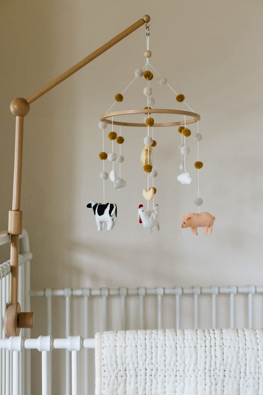 Sorrel + Fern Baby Crib Mobile - Nursery Decoration and Baby Shower Gift for Boys & Girls, Farm Animals