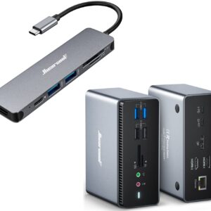 Hiearcool 7IN1 USB C Hub and 14IN1 Docking Station, USB C to HDMI Multi-Port Adapter Universal USB C/A Laptop Dock