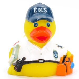 emergency medical service technician rubber duck bath toy | fist responder, ems, emt | weighted, safe, floating | 100's of styles to chose | collect them all | 3.5 x 3.5 x 3.5