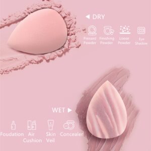 BETISTME Makeup Sponge Blender for Blending Foundations Face Sponge Cosmetics Sponge Pink Purple Gift Package 16 sponges & 2 holders