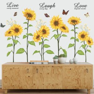 runtoo sunflower butterfly wall art stickers flower live laugh love quotes wall decals kids bedroom living room nursery wall decor