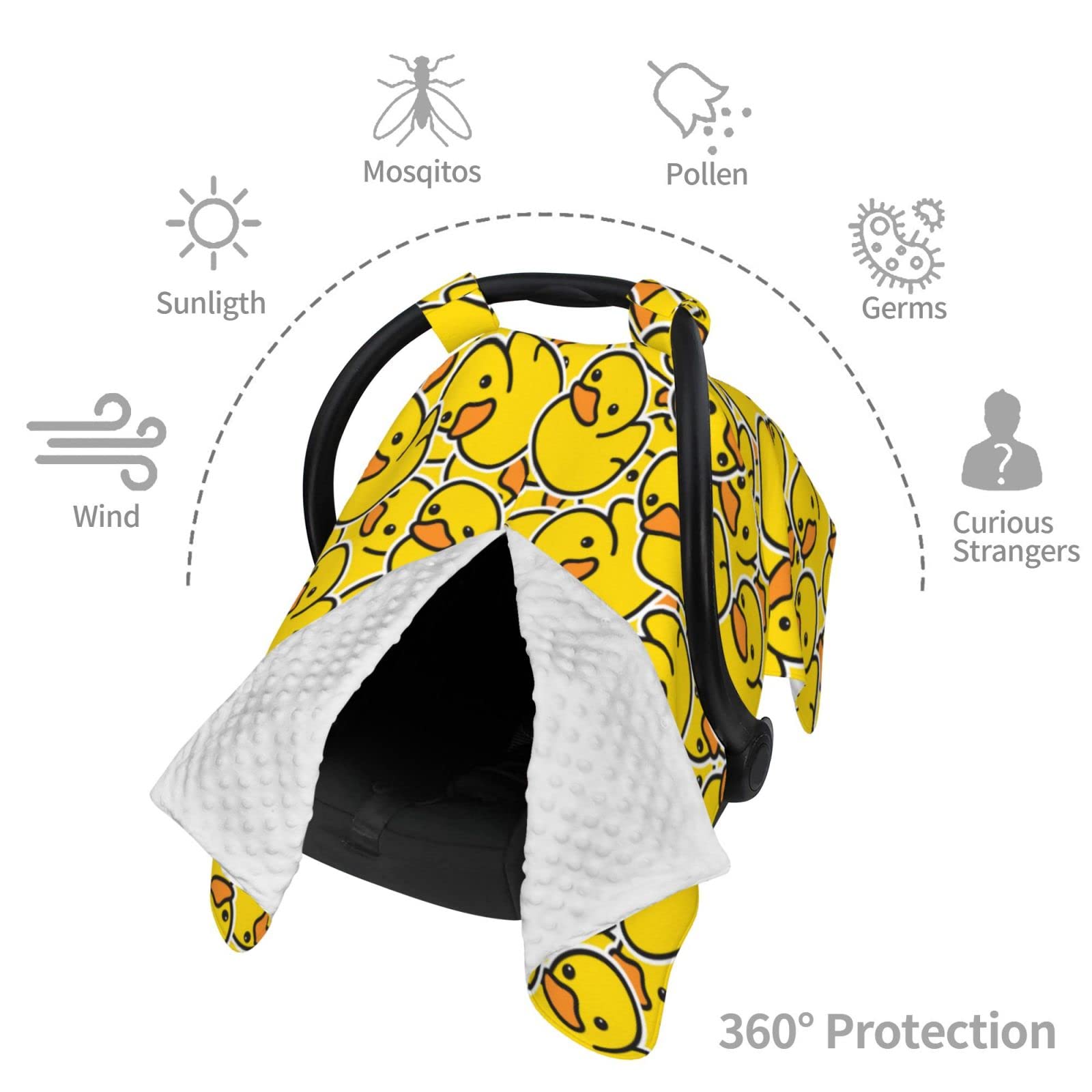 KiuLoam Rubber Ducky Cartoon Baby Car Seat Canopy, Nursing Cover for Mom Breastfeeding Scarf, Infant Car Seat Cover/Multiuse Baby Stroller Covers for Babies Boys Girls