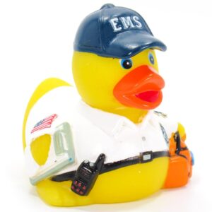 Emergency Medical Service Technician Rubber Duck Bath Toy | Fist Responder, EMS, EMT | Weighted, Safe, Floating | 100's of Styles to Chose | Collect Them All | 3.5 x 3.5 x 3.5