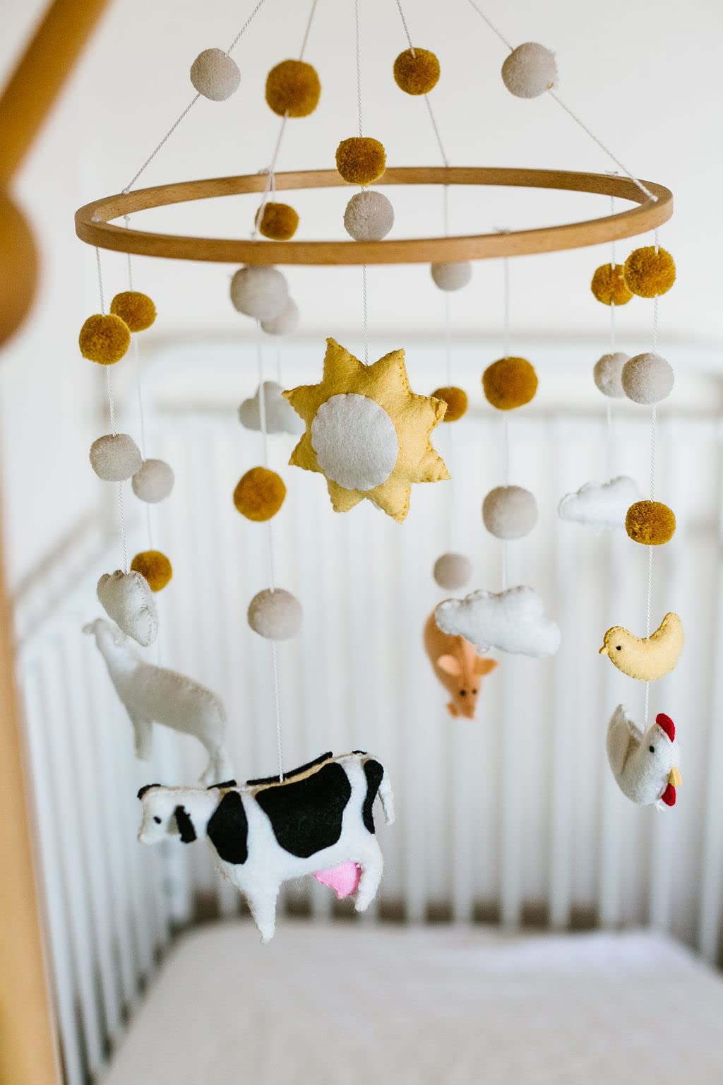 Sorrel + Fern Baby Crib Mobile - Nursery Decoration and Baby Shower Gift for Boys & Girls, Farm Animals