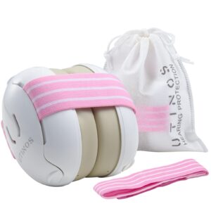 utinos baby ear protetion ear muffs noise headphones canceling earmuffs noise reduction for infent toddler baby travel essential with extra strap & carrying pouch baby girl newborn essentials (pink)