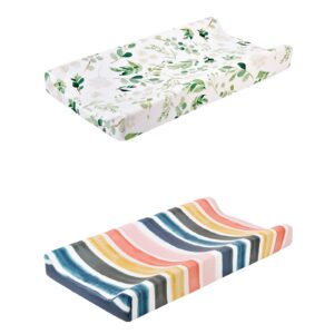 changing pad covers,soft and light elasticity baby cradle mattress, diaper change table pad covers for baby girls and boys,2 pack.