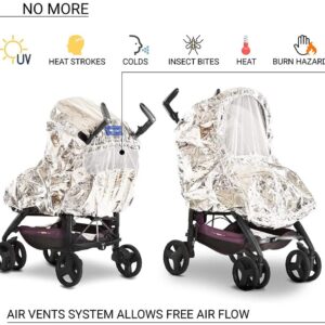 Silver Coat Heat Blocking Adjustable Sun Reflective All-weather Cover for the baby stroller body which reduces in half inside it. Also it’s a waterproof dustproof snowproof cover,