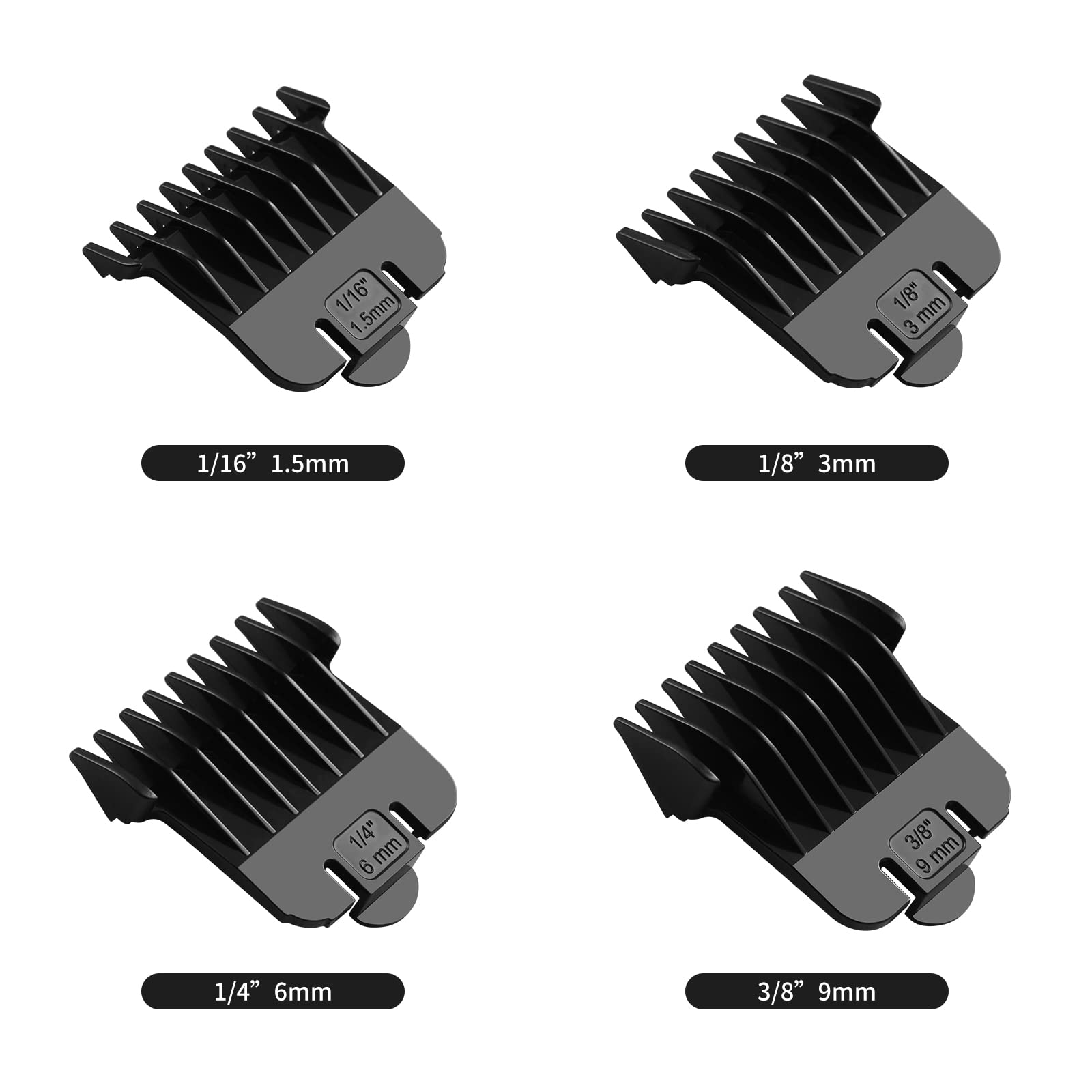 T Outliners Guards for Andis T Outliner, From 1/16-3/8 inch Snap-on Blade Attachment Combs Set, 4 Pack