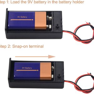 LampVPath (Pack of 2 9v Battery Holder, 9 Volt Battery Holder with Switch, 9v Battery Case with Switch