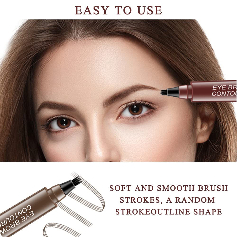 Upgrade Tattoo Eyebrow Pen, Waterproof Microblading Brow Pencil, 24 Hours Long Lasting, Smudge-proof, Natural Looking (1# Light Brown)