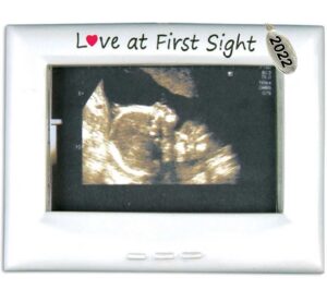 we're expecting ornament, pregnancy ultrasound photo frame christmas ornament 2022 for boy or girl - love at first sight comes in a pretty organza gift bag