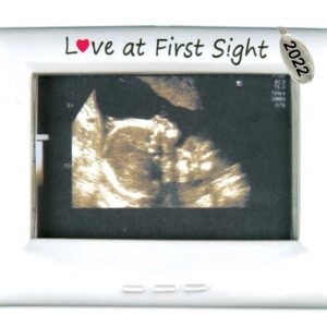 We're Expecting Ornament, Pregnancy Ultrasound Photo Frame Christmas Ornament 2022 for Boy or Girl - Love at First Sight Comes in a Pretty Organza Gift Bag