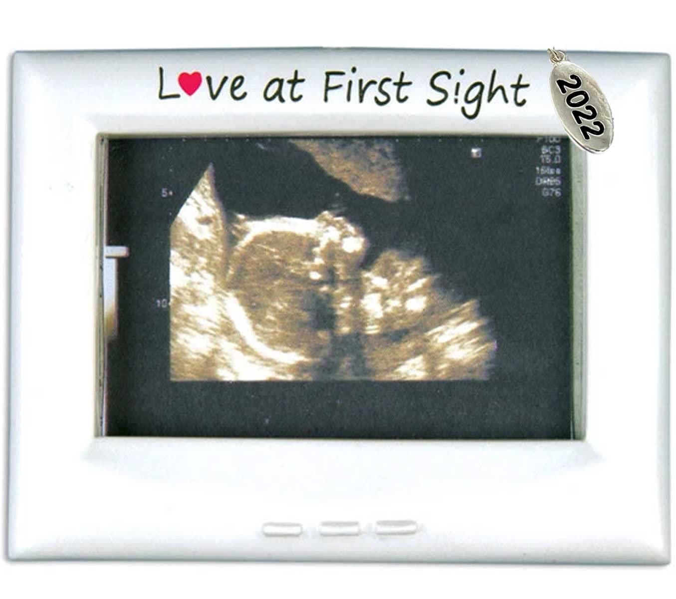 We're Expecting Ornament, Pregnancy Ultrasound Photo Frame Christmas Ornament 2022 for Boy or Girl - Love at First Sight Comes in a Pretty Organza Gift Bag