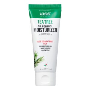 kiss new york face moisturizer tea tree oil control anti-shine facial moisturizer, korean skin care for normal to oily skin, lightweight formula 3.38 fl oz