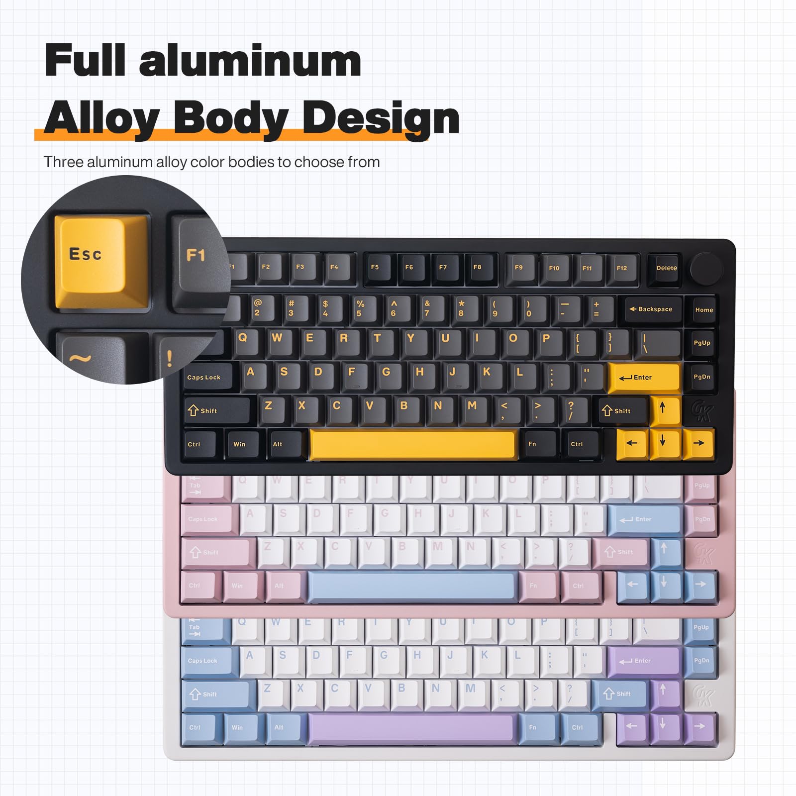 GK GAMAKAY TK75PRO Aluminum Alloy Mechanical Keyboard, Gasket Mounted, Hot Swappable KTT Hyacinth Switch 2.4GHz Wireless BT5.0/USB-C 75% 81 Keys Custom RGB Gaming Keyboard for Win/Mac (Blue)