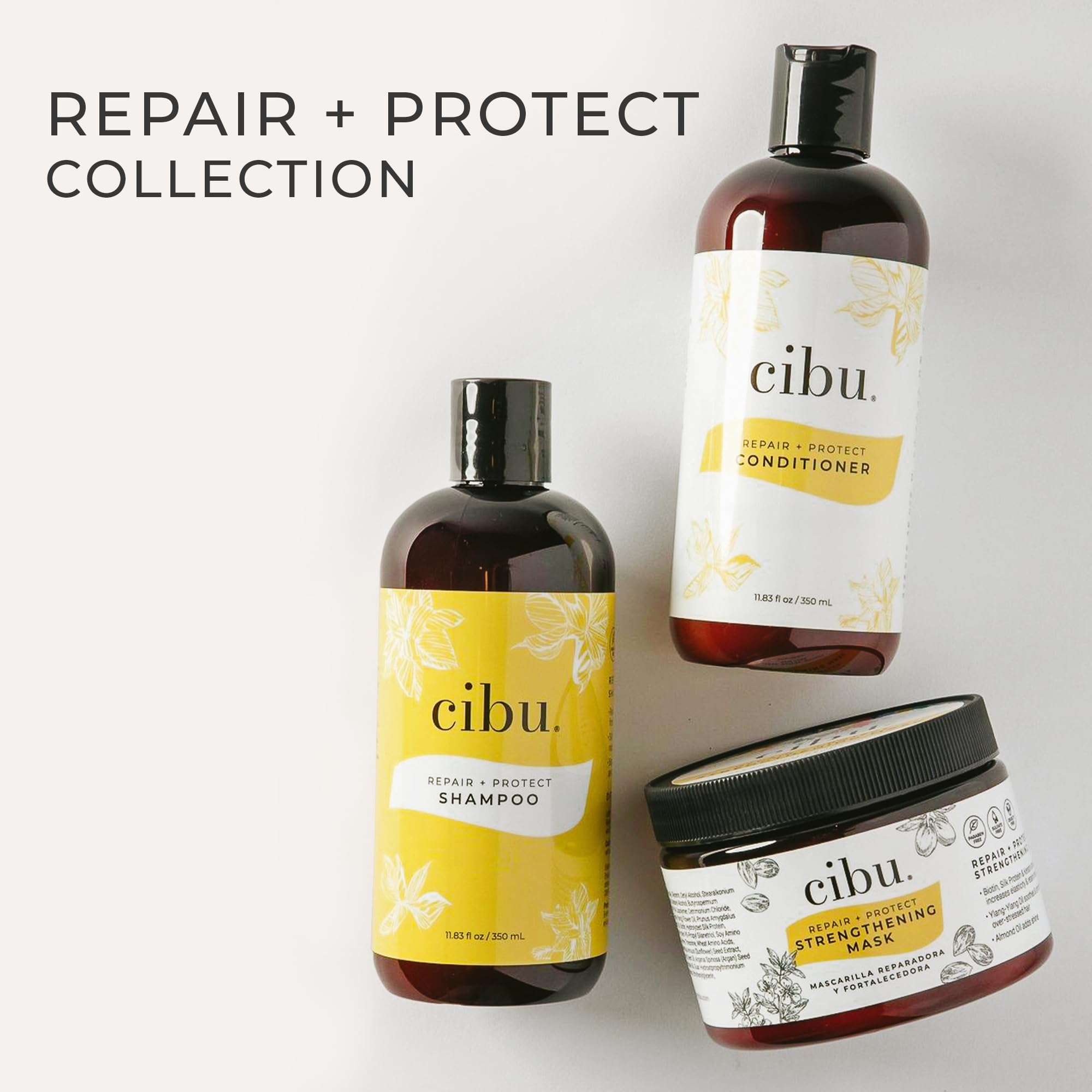 CIBU Repair + Protect Conditioner 30003 Restores Damaged Dry Hair Protects From Breakage Safe for Color-Treated Hair 11.83oz